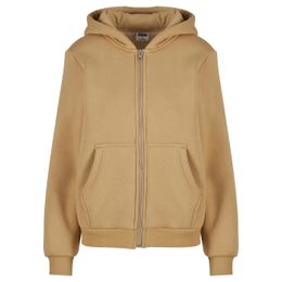 Sweatjacke Urban Classics "Urban Classics Ladies Bonded Sherpa Zip Hoody", Damen, Gr. L, unionbeige, 68% Baumwolle, 32% Polyester, unifarben, Sweatjacken Sweatjacke