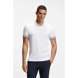 Poloshirt BOSS Green "Polo Zone", Herren, Gr. XL, wei&szlig; (wei&szlig;100), Jersey, Obermaterial: 100% Baumwolle, unifarben, slim fit h&uuml;ftlang, B&uuml;ndchen, Shirts, mit Piqu&eacute;-Streifen und einem Logo am &Auml;rmel