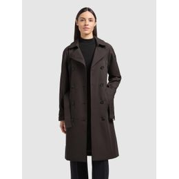 Trenchcoat Khujo "RULA2", Damen, Gr. M, dunkelgrau, Web, 65% Baumwolle, 35% Polyester, unifarben, regular fit, Raglan&auml;rmel abgesteppte Kante mit Kn&ouml;pfen, M&auml;ntel