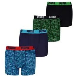 Boxershorts Puma "Puma BOYS FLAG PRINTED BOXERS", Jungen, Gr. 158/164, navy, blau, gr&uuml;n, schwarz, Single Jersey, Obermaterial: 95% Baumwolle, 5% Elasthan, k&ouml;rpernah, Unterhosen, Logobund, Multipack
