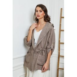 Jos&eacute;fine Leinen-Cape in Taupe - 74% | Gr&ouml;&szlig;e L | Damenjacken
