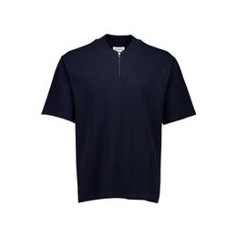 Poloshirt LINDBERGH "Poloshirt Oversize Fit", Damen, Gr. S, navy 424, Obermaterial: 100% Baumwolle, unifarben, oversize, Shirts