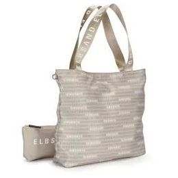 Shopper ELBSAND "Strandtasche, Badetasche", Damen, Gr. B/H/T: 37cm x 39cm x 12cm, sand, Stoff, Textil, mehrfarbig, Taschen Shopper, XXL Tasche, Handtasche, Einkaufstasche, Schultertasche VEGAN