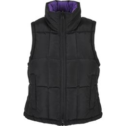 Steppweste Urban Classics "Urban Classics Damen Ladies Reversible Cropped Puffer Vest", Damen, Gr. S, schwarz, realviolet, 100% Polyester, Westen Steppweste