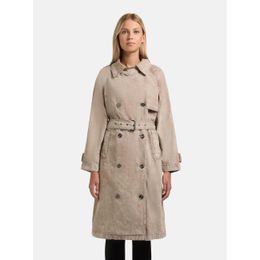 Trenchcoat Khujo "Enza", Damen, Gr. L (40), braun, Denim/Jeans, Obermaterial: 100% Baumwolle, gerade knieumspielend, mit Kn&ouml;pfen,verstellbar abgesteppte Kante mit Kn&ouml;pfen,verstellbar, M&auml;ntel, Damen &Uuml;bergangsmantel in Jeans-Optik