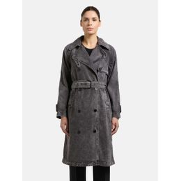 Trenchcoat Khujo "Enza", Damen, Gr. XXL (44), schwarz, Denim/Jeans, Obermaterial: 100% Baumwolle, gerade knieumspielend, mit Kn&ouml;pfen,verstellbar abgesteppte Kante mit Kn&ouml;pfen,verstellbar, M&auml;ntel, Damen &Uuml;bergangsmantel in Jeans-Optik