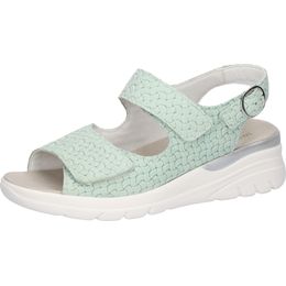 Waldl&auml;ufer Keilsandalette WALDL&Auml;UFER "H-IVY", Damen, Gr. 4,5 (37,5), gr&uuml;n (mint), Nubukleder, Flechtoptik, unifarben, Schuhe, Sommerschuh, Klettsandale, Bequemschuh in Komfortweite H (= sehr weit)