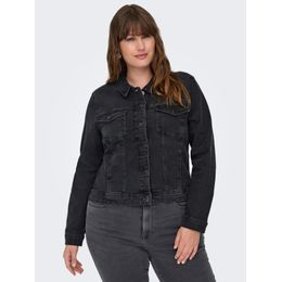 Jeansjacke Only CARMAKOMA "CARWESPA LS DGD JACKET DNM", Damen, Gr. 44, blau (dunkelgrau denim), Denim/Jeans, Obermaterial: 79% Baumwolle, 20% Polyester, 1% Elasthan, unifarben, Jacken Jeansjacke