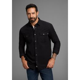 Jeanshemd Arizona, Herren, Gr. 51/52 (5XL), N-Gr, schwarz (schwarz washed), Jeans, Obermaterial: 100% Baumwolle, unifarben, Basic, normal, mit Kn&ouml;pfen, Hemden Jeanshemd, Western Stil, Topseller