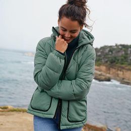 LANDS' END Isolierte Kapuzen-Steppjacke, Damen,  Gr&uuml;n, Polyester, by Lands' End