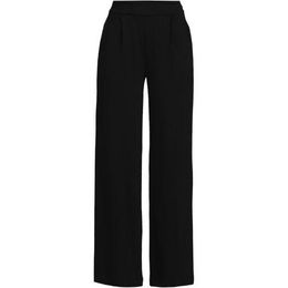 LANDS' END Jersey-Bundfaltenhose mit weitem Bein, Damen,  Schwarz, Baumwolle, by Lands' End