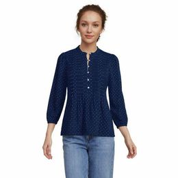 LANDS' END Baumwolle/Modal-Biesenshirt mit 3/4-&Auml;rmeln, Damen,  Blau, Elasthan/Baumwoll-Mischung/Synthetic-blend, by Lands' End