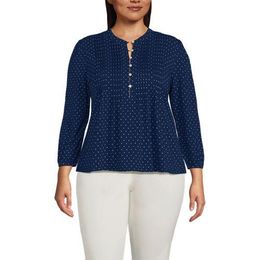 LANDS' END Baumwolle/Modal-Biesenshirt mit 3/4-&Auml;rmeln, Damen,  Blau, Elasthan/Baumwoll-Mischung/Synthetic-blend, by Lands' End