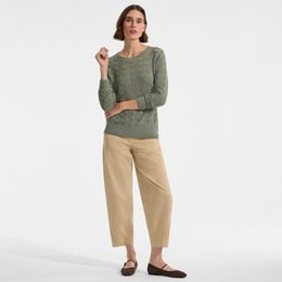 LANDS' END Rundhalspullover aus Leinenmix, Damen,  Gr&uuml;n, by Lands' End