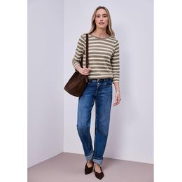 Street One Pullover in Taupe/ Wei&szlig; - 47% | Gr&ouml;&szlig;e 34 | Damen-pullover-cardigans