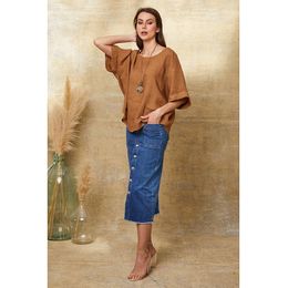La Compagnie Du Lin Leinenshirt "Calane" in Camel - 72% | Gr&ouml;&szlig;e M | Damen-tops