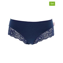 COTONELLA 2er-Set: Pantys in Hellblau/ Dunkelblau - 60% | Gr&ouml;&szlig;e L | Damen-unterteile
