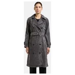 Trenchcoat Khujo "Enza", Damen, Gr. M (38), schwarz, Denim/Jeans, Obermaterial: 100% Baumwolle, gerade knieumspielend, mit Kn&ouml;pfen,verstellbar abgesteppte Kante mit Kn&ouml;pfen,verstellbar, M&auml;ntel, Damen &Uuml;bergangsmantel in Jeans-Optik