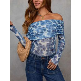 LA Angels Longsleeve in Blau/ Wei&szlig; - 74% | Gr&ouml;&szlig;e M | Damen-tops