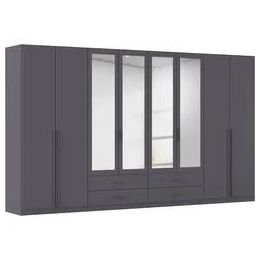 Kleiderschrank Rauch "Schrank Garderobe Ankleide GAMMA Breiten 91/136/181/226/271/315/360 cm", graumetallic, griffstangen graumetallic, B:360cm H:210cm T:54cm, Holzwerkstoff, Schr&auml;nke, Kleiderschrank, verschiedene Griff-Varianten, mit Spiegel TOPSELLER MADE IN GERMANY, Topseller