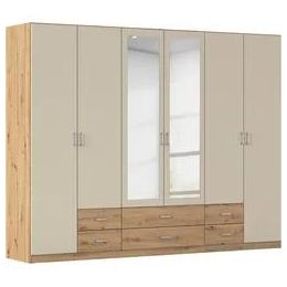 Kleiderschrank Rauch "Schrank Garderobe Ankleide GAMMA Breiten 91/136/181/226/271/315/360 cm", eiche artisan, beige (champagner), griffe alu, B:271cm H:210cm T:54cm, Holzwerkstoff, Schr&auml;nke, Kleiderschrank, verschiedene Griff-Varianten, mit Spiegel TOPSELLER MADE IN GERMANY, Topseller