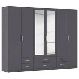 Kleiderschrank Rauch "Schrank Garderobe Ankleide GAMMA Breiten 91/136/181/226/271/315/360 cm", graumetallic, griffe chrom, B:271cm H:210cm T:54cm, Holzwerkstoff, Schr&auml;nke, Kleiderschrank, verschiedene Griff-Varianten, mit Spiegel TOPSELLER MADE IN GERMANY, Topseller