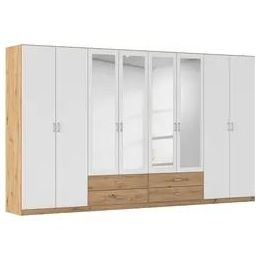 Kleiderschrank Rauch "Schrank Garderobe Ankleide GAMMA Breiten 91/136/181/226/271/315/360 cm", eiche artisan, alpinwei&szlig;, griffe alu, B:360cm H:210cm T:54cm, Holzwerkstoff, Schr&auml;nke, Kleiderschrank, verschiedene Griff-Varianten, mit Spiegel TOPSELLER MADE IN GERMANY, Topseller