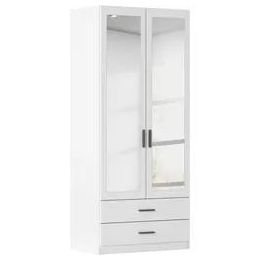 Kleiderschrank Rauch "Schrank Garderobe Ankleide GAMMA Breiten 91/136/181/226/271/315/360 cm", alpinwei&szlig;, griffstangen graumetallic, B:91cm H:210cm T:54cm, Holzwerkstoff, Schr&auml;nke, Kleiderschrank, verschiedene Griff-Varianten, mit Spiegel TOPSELLER MADE IN GERMANY, Topseller