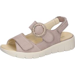 Waldl&auml;ufer Sandale WALDL&Auml;UFER "K-ADEA", Damen, Gr. 7 (40,5), taupe, metallicschimmer, Nubukleder, unifarben, Schuhe Sandale, Sommerschuh, Keilsandalette mit Klettverschl&uuml;ssen, K-Weite