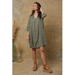 Jos&eacute;fine Leinenkleid "Mouna" in Khaki - 69% | Gr&ouml;&szlig;e XL | Damen-kleider