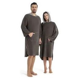Badeponcho Kangaroos "Dalia Surfponcho, ideal f&uuml;r Sauna, Spa & im Urlaub" Gr. XXL, anthrazit, L:128cm, Veloursfrottier, Hausm&auml;ntel, weich, Uni-Farben mit Streifen, leicht, Unisex, f&uuml;r Damen und Herren