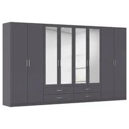 Kleiderschrank Rauch "Schrank Garderobe Ankleide GAMMA Breiten 91/136/181/226/271/315/360 cm", graumetallic, griffe chrom, B:360cm H:210cm T:54cm, Holzwerkstoff, Schr&auml;nke, Kleiderschrank, verschiedene Griff-Varianten, mit Spiegel TOPSELLER MADE IN GERMANY, Topseller