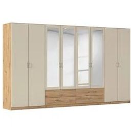 Kleiderschrank Rauch "Schrank Garderobe Ankleide GAMMA Breiten 91/136/181/226/271/315/360 cm", eiche artisan, beige (champagner), griffe alu, B:360cm H:210cm T:54cm, Holzwerkstoff, Schr&auml;nke, Kleiderschrank, verschiedene Griff-Varianten, mit Spiegel TOPSELLER MADE IN GERMANY, Topseller