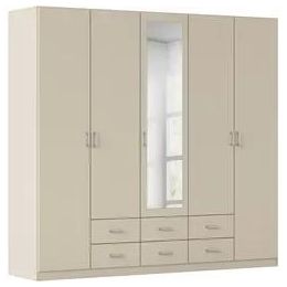 Kleiderschrank Rauch "Schrank Garderobe Ankleide GAMMA Breiten 91/136/181/226/271/315/360 cm", beige (champagner), griffe alu, B:226cm H:210cm T:54cm, Holzwerkstoff, Schr&auml;nke, Kleiderschrank, verschiedene Griff-Varianten, mit Spiegel TOPSELLER MADE IN GERMANY, Topseller