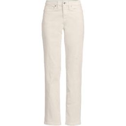LANDS' END All-Day CoolMax Straight Fit Jeans Mid Waist, Damen,  Wei&szlig;, by Lands' End