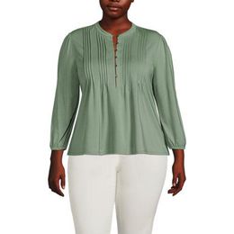 LANDS' END Baumwolle/Modal-Biesenshirt mit 3/4-&Auml;rmeln, Damen,  Gr&uuml;n, Elasthan/Baumwoll-Mischung/Synthetic-blend, by Lands' End