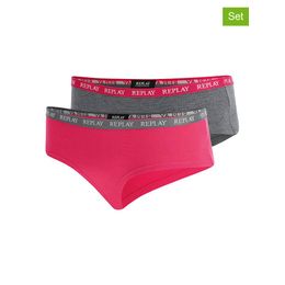 Anson Replay Underwear 2er-Set: Pantys in Pink/ Grau - 52% | Gr&ouml;&szlig;e XS | Damen-unterteile