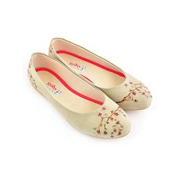 Goby Leder-Ballerinas in Beige/ Rot - 71% | Gr&ouml;&szlig;e 35 | Damen-ballerinas