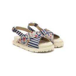 Goby Leder-Sandalen in Beige/ Dunkelblau/ Rot - 74% | Gr&ouml;&szlig;e 40 | Damen-sandalen