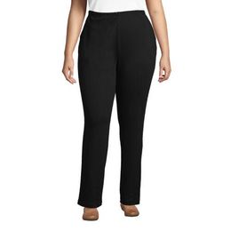 LANDS' END Straight Fit Freizeithose SPORT KNIT, Damen,  Schwarz, Baumwolle, by Lands' End