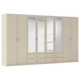 Kleiderschrank Rauch "Schrank Garderobe Ankleide GAMMA Breiten 91/136/181/226/271/315/360 cm", beige (champagner), griffe alu, B:360cm H:210cm T:54cm, Holzwerkstoff, Schr&auml;nke, Kleiderschrank, verschiedene Griff-Varianten, mit Spiegel TOPSELLER MADE IN GERMANY, Topseller