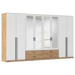 Kleiderschrank Rauch "Schrank Garderobe Ankleide GAMMA Breiten 91/136/181/226/271/315/360 cm", eiche artisan, alpinwei&szlig;, griffstangen graumetallic, B:360cm H:210cm T:54cm, Holzwerkstoff, Schr&auml;nke, Kleiderschrank, verschiedene Griff-Varianten, mit Spiegel TOPSELLER MADE IN GERMANY, Topseller