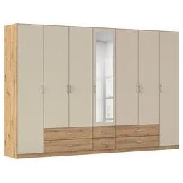 Kleiderschrank Rauch "Schrank Garderobe Ankleide GAMMA Breiten 91/136/181/226/271/315/360 cm", eiche artisan, beige (champagner), griffe alu, B:315cm H:210cm T:54cm, Holzwerkstoff, Schr&auml;nke, Kleiderschrank, verschiedene Griff-Varianten, mit Spiegel TOPSELLER MADE IN GERMANY, Topseller