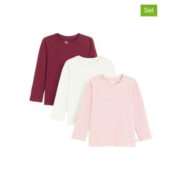 COOL CLUB 3er-Set: Longsleeves in Rot/ Wei&szlig;/ Rosa - 30% | Gr&ouml;&szlig;e 128 | Kinder-longsleeves