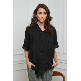 Jos&eacute;fine Leinen-Bluse in Schwarz - 75% | Gr&ouml;&szlig;e M | Damen-blusen
