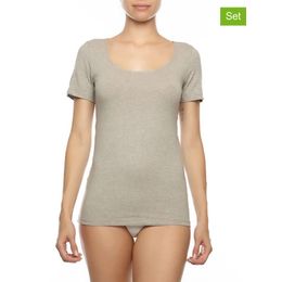 COTONELLA 2er-Set: Shirts in Grau - 59% | Gr&ouml;&szlig;e M | Damen-tops