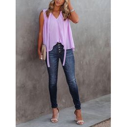 LA Angels Plissee-Bluse in Lila - 70% | Gr&ouml;&szlig;e M | Damen-blusen