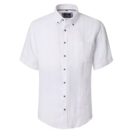 Kurzarmhemd Casamoda "Casamoda Leinenhemd Kurzarm uni", Herren, Gr. 4XL, Normalgr&ouml;&szlig;en, wei&szlig;, 100% Leinen, unifarben, l&auml;ssig geschnitten, Hemden