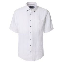 Kurzarmhemd Casamoda "Casamoda Leinenhemd Kurzarm uni", Herren, Gr. XXL, Normalgr&ouml;&szlig;en, wei&szlig;, 100% Leinen, unifarben, l&auml;ssig geschnitten, Hemden