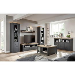 Wohnwand OTTO HOME "Westminster TOPSELLER", grau (dunkelgrau, wotan eiche), B:315cm, Kastenm&ouml;bel-Sets, Holz Wohnw&auml;nde Wohnwand, im romantischen Landhausstil